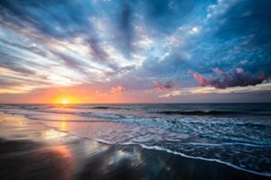 coastal photography print (not framed) picture of scenic sunrise over beach at hilton head island south carolina ocean wall art beach house decor (8" x 10")