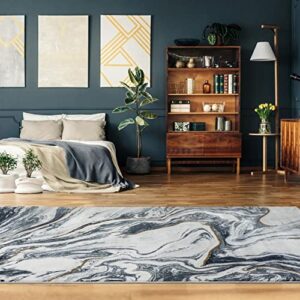 LUXE WEAVERS Francesca Collection 2180 Blue 5x7 Marble Abstract Area Rug