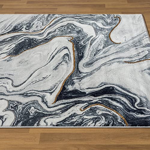 LUXE WEAVERS Francesca Collection 2180 Blue 5x7 Marble Abstract Area Rug