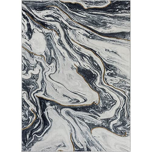 LUXE WEAVERS Francesca Collection 2180 Blue 5x7 Marble Abstract Area Rug