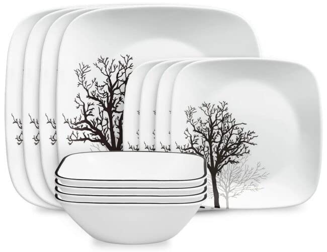 Corelle® Timber Shadows Square 12-piece Dinnerware Set, Service for 4