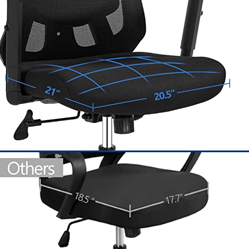 Yaheetech Ergonomic Office Chair Desk Chair High Back Mesh Computer Chair Study Chair with Lumbar Support Adjustable Armrest, Backrest and Headrest for Home Office Working Black