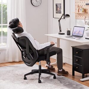 Yaheetech Ergonomic Office Chair Desk Chair High Back Mesh Computer Chair Study Chair with Lumbar Support Adjustable Armrest, Backrest and Headrest for Home Office Working Black