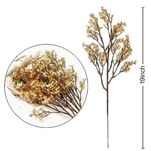 Sggvecsy 15 Pcs Babys Breath Artificial Flowers Gypsophila Bouquets Bulk Real Touch Fake Silk Flowers for Home Wedding DIY Floral Arrangement Kitchen Table Centerpiece Christmas Decoration (Gold)