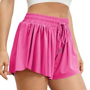 Amikadom L-046 Hot Pink Teen Girls Pants Spandex Satin Pants Shorts Track Athletic Stretchy Running High Leg Straight Leg Pants 2023 NX XL