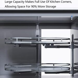 Blind Corner Cabinet Pull Out for 32" Cabinet, 2 Tiers Swing Tray Soft Close Blind Corner Kitchen Cabinet Pull Out Organizer, Adjustable Height,Right Open