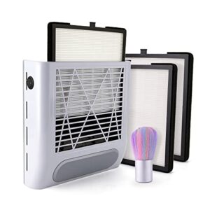 zuzuxia powerful 80w nail dust collector for acrylic nails fan vent vacuum duster collecter with 2 reusable filters & 1 brush