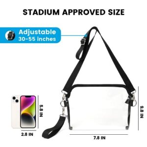 Vorspack Clear Bag Stadium Approved - Cute Clear Purse PVC Clear Stadium Bag with 2 Detachable Straps Clear Crossbody Bag for Women for Concerts Sports Events Festivals - Black