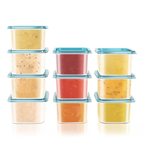 Mosville 10 PCS Small Containers with Lids, 4 OZ Airtight and Stackable Salad Dressing Container To Go and BPA Free Condiment Containers, Baby Food Containers Microwave & Dishwasher Safe……