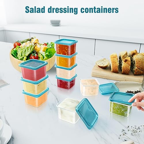 Mosville 10 PCS Small Containers with Lids, 4 OZ Airtight and Stackable Salad Dressing Container To Go and BPA Free Condiment Containers, Baby Food Containers Microwave & Dishwasher Safe……