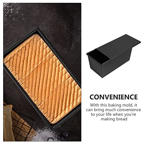 Luxshiny Pullman Loaf Pan with Lid Non-stick Bread Pan Dough Capacity Carbon Steel Bakeware Bread Toast Box Mold with Cover for Brownies Meatloaf Home Kitchen 18X10.8X9CM