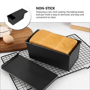 Luxshiny Pullman Loaf Pan with Lid Non-stick Bread Pan Dough Capacity Carbon Steel Bakeware Bread Toast Box Mold with Cover for Brownies Meatloaf Home Kitchen 18X10.8X9CM