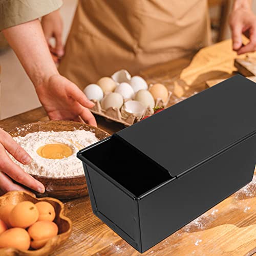 Luxshiny Pullman Loaf Pan with Lid Non-stick Bread Pan Dough Capacity Carbon Steel Bakeware Bread Toast Box Mold with Cover for Brownies Meatloaf Home Kitchen 18X10.8X9CM