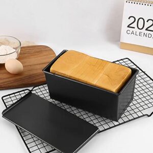 Luxshiny Pullman Loaf Pan with Lid Non-stick Bread Pan Dough Capacity Carbon Steel Bakeware Bread Toast Box Mold with Cover for Brownies Meatloaf Home Kitchen 18X10.8X9CM