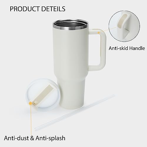 UnowYi 40 oz Tumbler With Handle and Straw Lid, Stainless Steel Vacuum Insulated Tumbler, Travel Mug Straw Covers Cup for Water, Iced Tea or Coffee, Smoothie, Gifts for Women Men