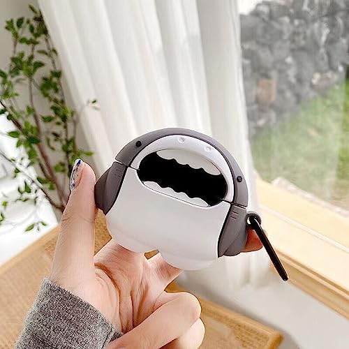 Cute Shark Case for Airpods 3rd Generation Cases 2021, Funny 3D Cartoon Kawaii Cool airpod 3 Case Cover with Cleaning Kit & Keychain for Apple Air pod 3 Gen for Boys Girls Kids Teen, Shark