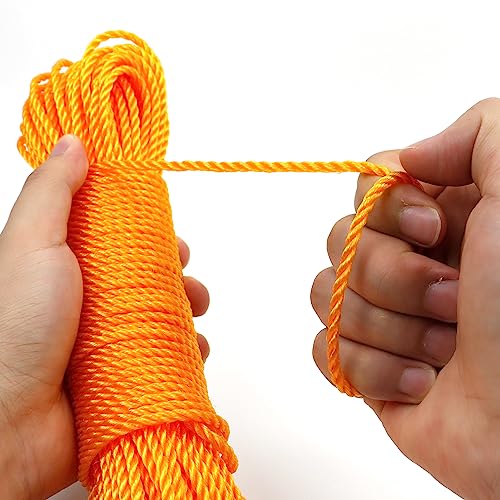 JeogYong Nylon Rope 33ft 1/5 inch (5mm) Clothes Line Ropes, Colored Clothesline Flag Pole Rope, Thick Strong Nylon String for Multi-Purpose Tie Down Outdoor Gardening Clothing Hanging Craft Projects