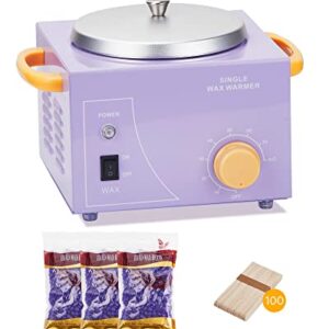 Wax Pot Warmer Professional - At Home Waxing Kit For All Hair Types - Eyebrow, Facial, Bikini etc. (Purple Single Pot)