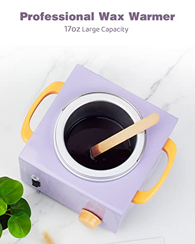 Wax Pot Warmer Professional - At Home Waxing Kit For All Hair Types - Eyebrow, Facial, Bikini etc. (Purple Single Pot)