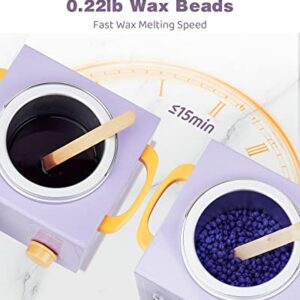 Wax Pot Warmer Professional - At Home Waxing Kit For All Hair Types - Eyebrow, Facial, Bikini etc. (Purple Single Pot)