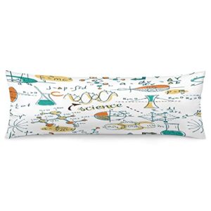 Body Pillow Cover,Doodle Science Drawing Scientific Formulas Printed Long Pillow Cases Protector with Zipper Decor Soft Large Covers Cushion for Beding,Couch,Sofa,Home Gift 20"x54"