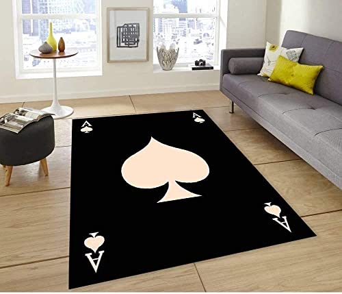 Ace of Spades Playing Card Poker Retro Casino Las Vegas Man Cave Area Rug for Living Room Bedroom Playroom Dining Room Kids Playing Mat (5’ 3” X 7’ 3”)