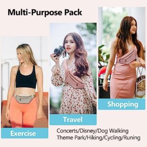 Cute Fanny Pack for Women Cross body,fashion Waist Bag Pack,Belt Bag for Travel Walking Running Hiking Cycling,Easy Carry Any Phone,Wallet (Pink,Gold zipper)