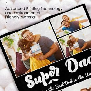 MyPupSocks Custom Dad Blanket Gifts for Father's Day, Personalized Dad You're The Best Dad in The World Bed Blanket Father Throw Blanket with Photo, Custom Birthday Gifts for Dad Men Husband 30x40