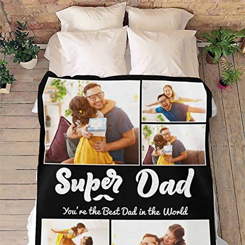 MyPupSocks Custom Dad Blanket Gifts for Father's Day, Personalized Dad You're The Best Dad in The World Bed Blanket Father Throw Blanket with Photo, Custom Birthday Gifts for Dad Men Husband 30x40