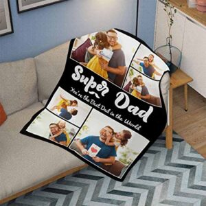 MyPupSocks Custom Dad Blanket Gifts for Father's Day, Personalized Dad You're The Best Dad in The World Bed Blanket Father Throw Blanket with Photo, Custom Birthday Gifts for Dad Men Husband 30x40