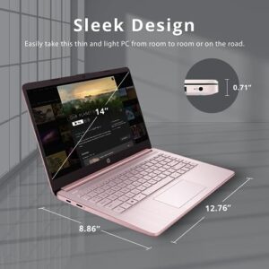 HP 2022 Stream 14" HD BrightView Laptop, Intel Celeron N4020 Processor, 8GB RAM, 64GB SSD, Intel HD Graphics, 720p Webcam, 1 Year Office 365, Pink, Win 11, 32GB Snowbell USB Card