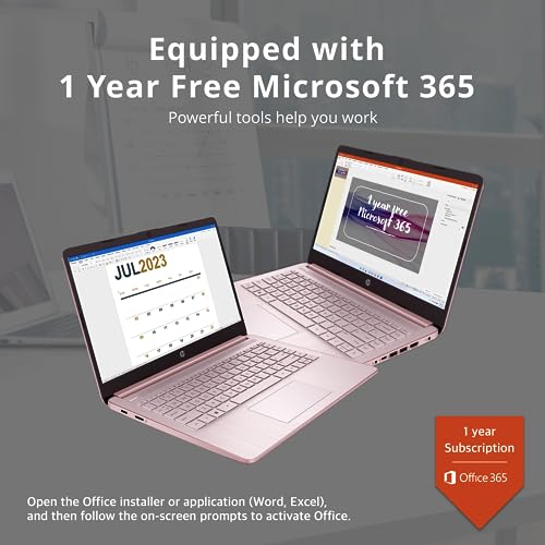 HP 2022 Stream 14" HD BrightView Laptop, Intel Celeron N4020 Processor, 8GB RAM, 64GB SSD, Intel HD Graphics, 720p Webcam, 1 Year Office 365, Pink, Win 11, 32GB Snowbell USB Card