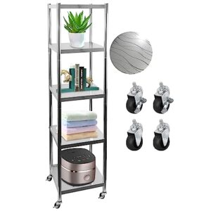 magg hevi stainless steel bathroom storage shelves 5-tier storage shelves with wheels flower plant stand heavy duty shelving,metal corner shelf for bathroom/bedroom/kitchen/livingroom