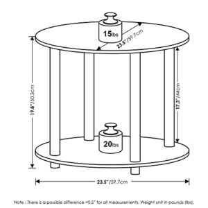 Furinno Turn-N-Tube Simple Design 2-Tier Round Wooden Small Coffee Table, Amber Pine