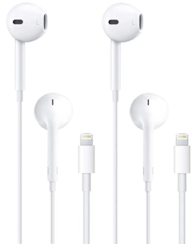 Case Logic Apple Earbuds Headphones Wired Lightning Connector,2 Pack [Apple MFi Certified](Built-in Microphone & Volume Control) iPhone Earphones iPhone 14/13/12/SE/11/XR/XS/X/8/7-All iOS, White