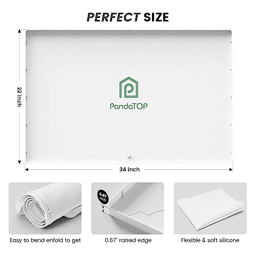 Under Sink Mat, 28" x 22" Silicone Kitchen Cabinet Tray, Waterproof & Flexible Under Sink Liner for Kitchen Bathroom and Laundry Room(White)