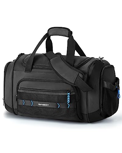 Gym Bag for Men & Women, BAGSMART Sports Travel Duffel Bag Carry-on Bag, Lightweight Weekend Overnight Bag with Shoe Compartment & Wet Pocket, Water-resistant Workout Duffle Bag for Travel Gym -Black