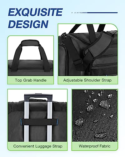 Gym Bag for Men & Women, BAGSMART Sports Travel Duffel Bag Carry-on Bag, Lightweight Weekend Overnight Bag with Shoe Compartment & Wet Pocket, Water-resistant Workout Duffle Bag for Travel Gym -Black