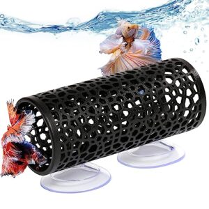 abizoo betta fish toys,betta tunnel black,small hole hollow betta fish cave,safer for small fish shrimp betta guppies,aquarium decor fish tank accessories decorations hideout tube