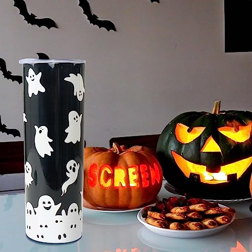 Ghost Tumbler Halloween Tumbler Halloween Gifts for Women, Ghost Cups Gothic Tumblers with Lids and Straw, Coffee Mug Travel Mug Halloween Cup Unique Birthday Christmas Gift