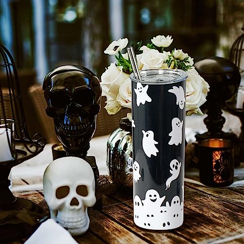 Ghost Tumbler Halloween Tumbler Halloween Gifts for Women, Ghost Cups Gothic Tumblers with Lids and Straw, Coffee Mug Travel Mug Halloween Cup Unique Birthday Christmas Gift