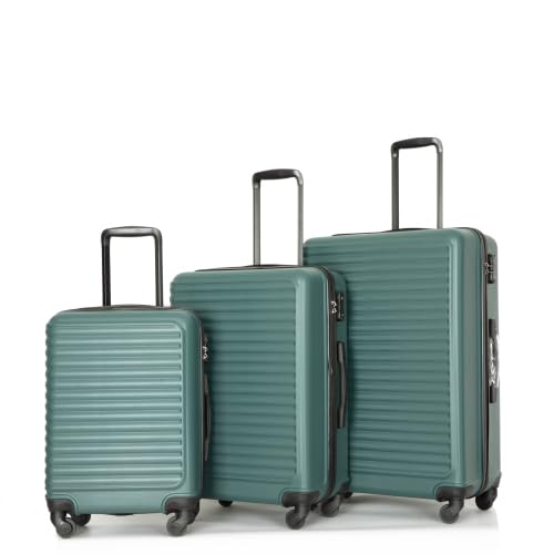 Travelhouse Hardshell Luggage 3 Piece Set Suitcase PP with Spinner Wheels and TSA Lock 20in 24in 28in Women Business and student suitcase Set(Dark Green)