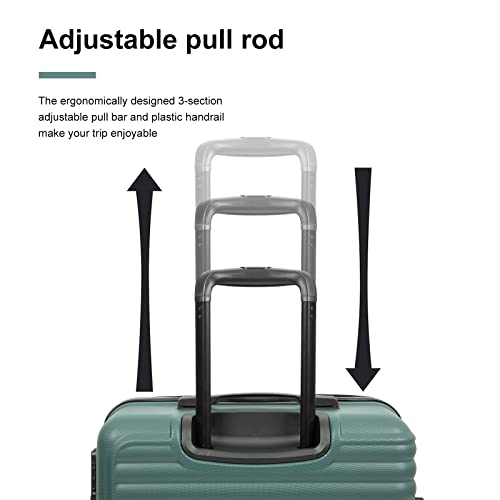 Travelhouse Hardshell Luggage 3 Piece Set Suitcase PP with Spinner Wheels and TSA Lock 20in 24in 28in Women Business and student suitcase Set(Dark Green)