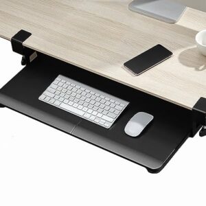 VONDETYR Clamp-on Rotating Computer Keyboard and Mouse Tray, Slide Out with Sturdy C-Clamp Mount,Ergonomic Typing, Black