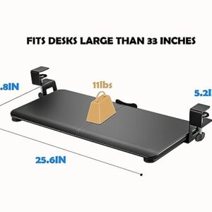 VONDETYR Clamp-on Rotating Computer Keyboard and Mouse Tray, Slide Out with Sturdy C-Clamp Mount,Ergonomic Typing, Black