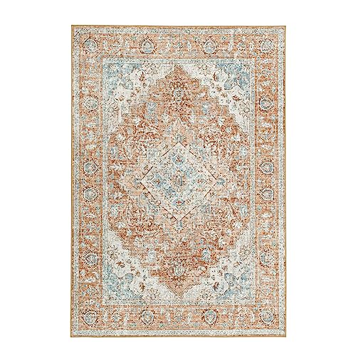 ILANGO Non Slip Area Rugs 5'x7' for Living Room Distressed Traditional Kitchen Rugs Washable, Carpet Runner Floor Mat for Indoor Entryway Bedroom Laundry Room, Low Pile & Easy to Clean