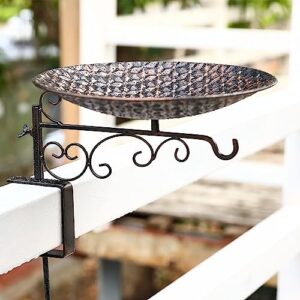 jemeni deck mounted bird bath w/hook, bird baths for outdoors garden patio deck decoration