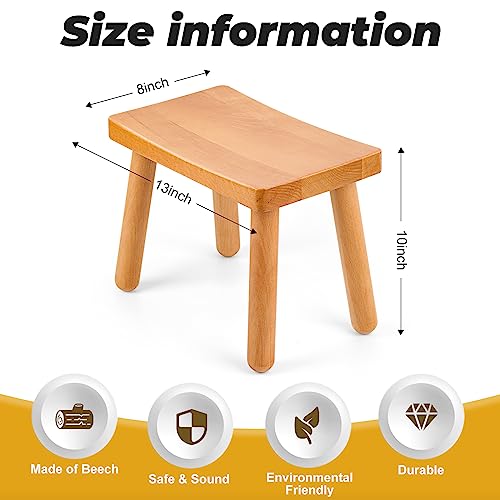 WANGYZJ Wooden Stool - Small Stool, Wooden Step Stool for Adults, Full Solid Wood Stool with Non-Slip Feet, Shoe Changing Stool, for Bedroom, Living Room and Kitchen (13’‘L x 8’‘W x 10’‘H)