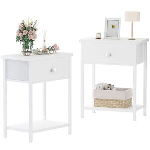 kai-road white nightstands set of 2, small night stand with drawer end table for bedroom, dorm, modern