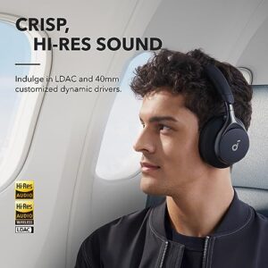 Soundcore by Anker, Space One, Active Noise Cancelling Headphones, 2X Stronger Voice Reduction, 40H ANC Playtime, App Control, LDAC Hi-Res Wireless Audio, Comfortable Fit, Clear Calls, Bluetooth 5.3